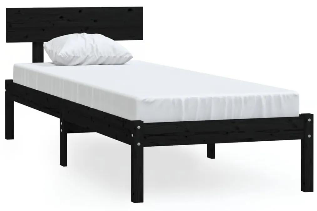 Rám postele černý masivní borovice 100 x 200 cm - Default Title