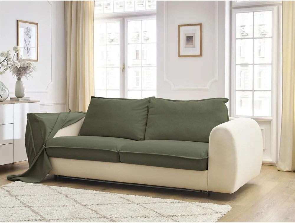 Zelená pohovka na každodenní spaní/rozkládací 216 cm Archimede – Bobochic Paris