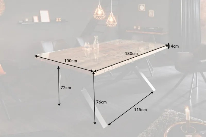 Noble Home Přírodní dřevěný jídelní stůl Barracuda 180 cm