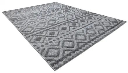 koberec Strukturální SOLE D3852 Boho, diamanty ploché tkaní šedá velikost 140x190 cm | krásné koberce cz