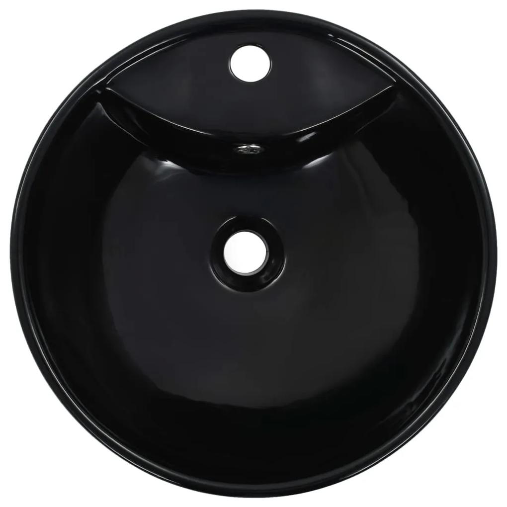 Umyvadlo s přepadem černé 46,5 x 18 cm keramika - Default Title