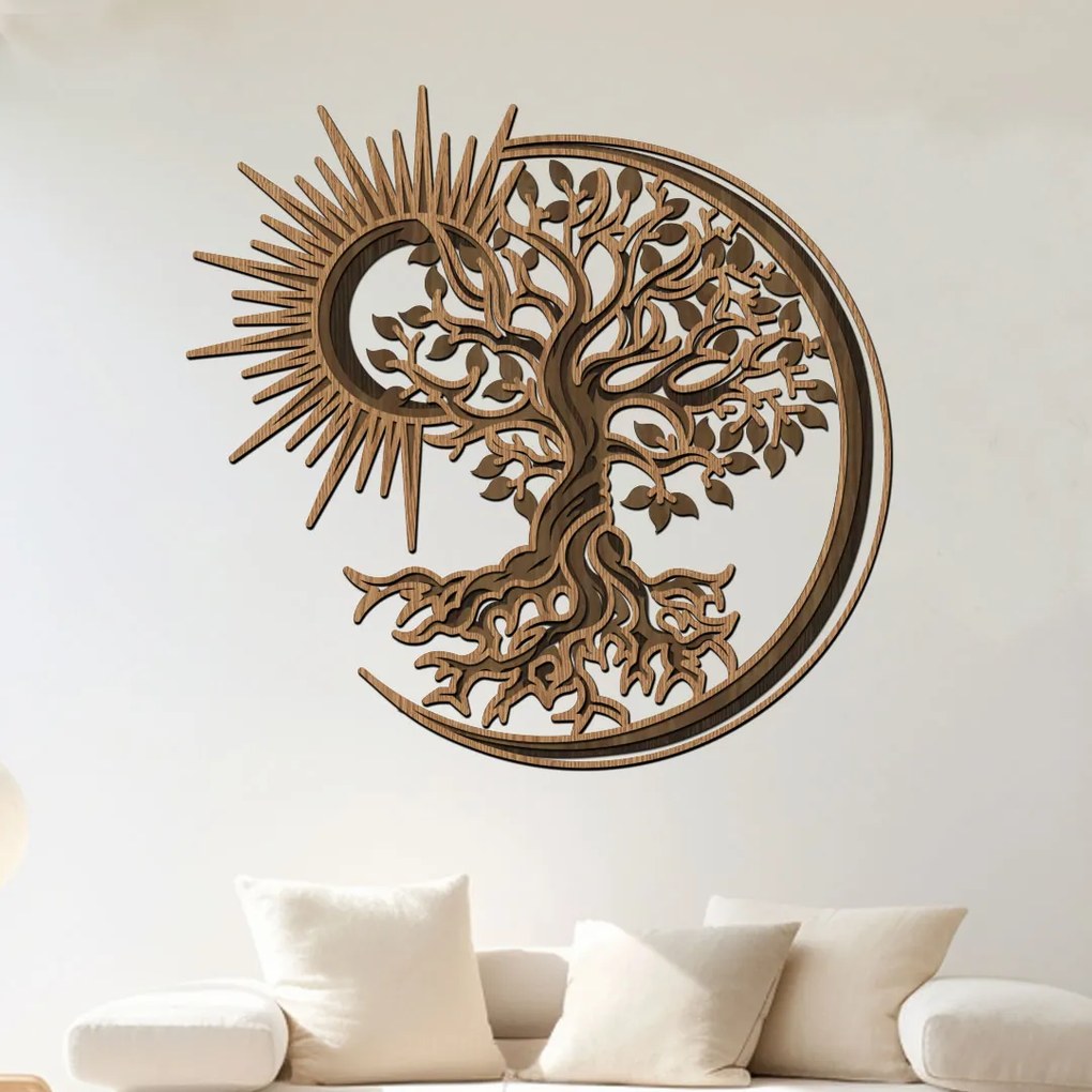 dřevo života 3 vrstvý dřevěný strom JASNOSTI Zvolte rozměr (cm): 95, Zvolte barevný dekor: buk-ořech-wenge
