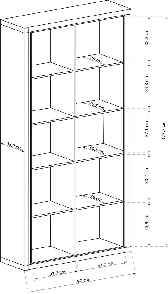 Obývací stěna s komodou DALLAS t | 331 cm + 97 cm | 5 dílů | dub trufla