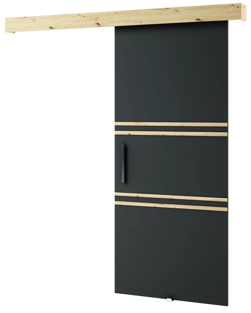 Posuvné dveře 90 cm Lovella (dub artisan + černá matná). 1043552