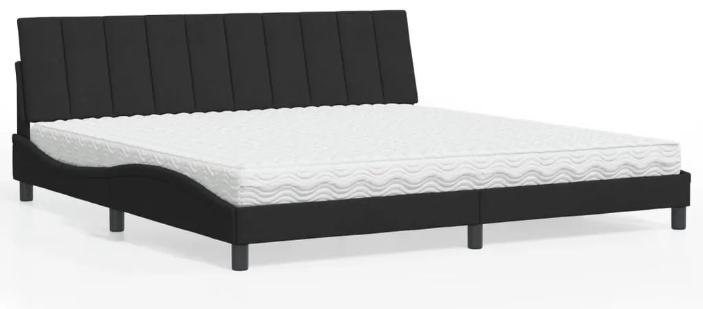 Postel s matrací Hanko černá 200 x 200 cm samet 3208618