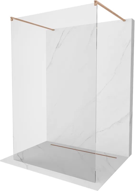Mexen Kioto, sprchová zástěna Walk-In 100 x 200 cm, 8mm čiré sklo, měděný matný profil, 800-100-002-65-00
