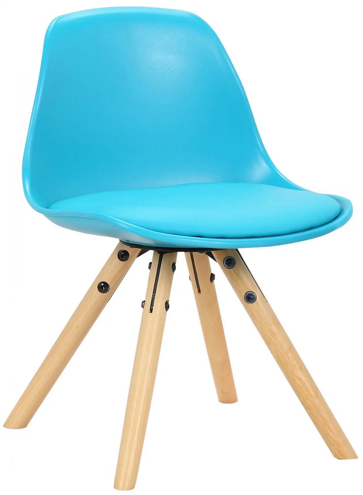 Dětská židle Nakoni ~ plast, dřevěné nohy natura - Modrá