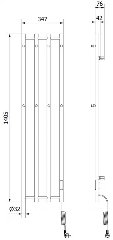 Mexen Pino, elektrické topné těleso s věšáky na ručníky 1405x347 mm, 250 W, bílá, W301-1405-347-00-20
