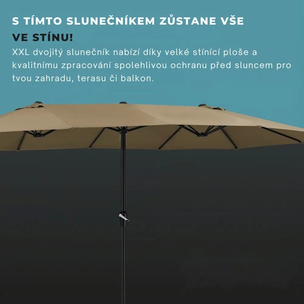 Dvojitý slunečník MIAMI, 460x270cm, hnědošedá (taupe) Kingsleeve
