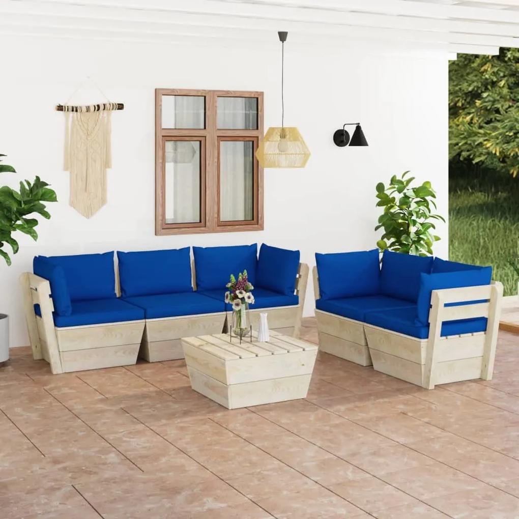 vidaXL 6dílná zahradní sedací souprava z palet + podušky smrkové dřevo [3063520] Barva: Černá