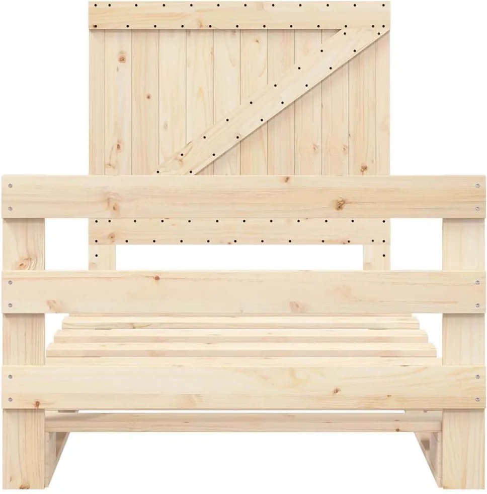 Rám postele s čelem 100 x 200 cm masivní borové dřevo 3281557