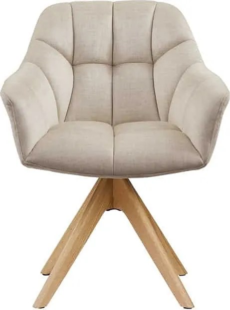 Designová otočná židle Vallerina béžový samet / dub