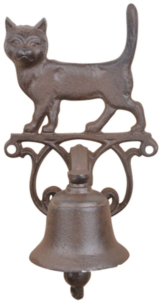 Zahradní zvonek Cat, 24x14 cm, litina, hnědá