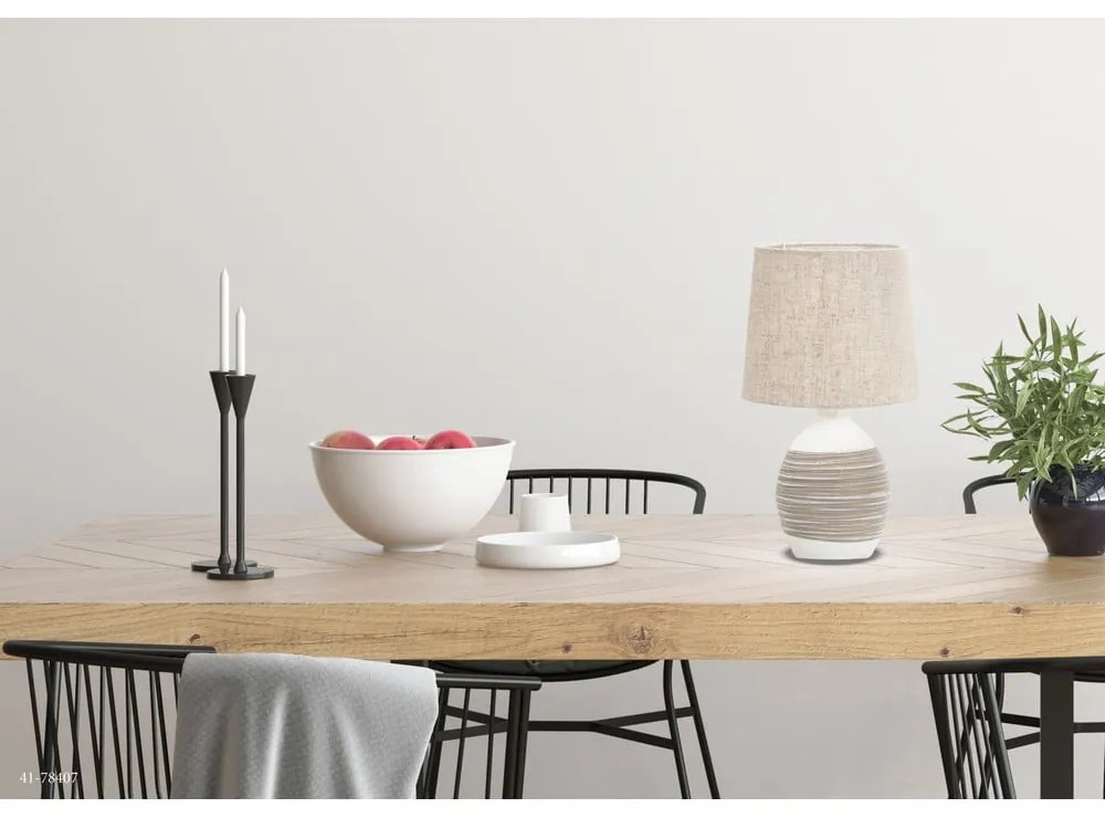 Béžová stolní lampa s textilním stínidlem (výška 35 cm) Ambon – Candellux Lighting