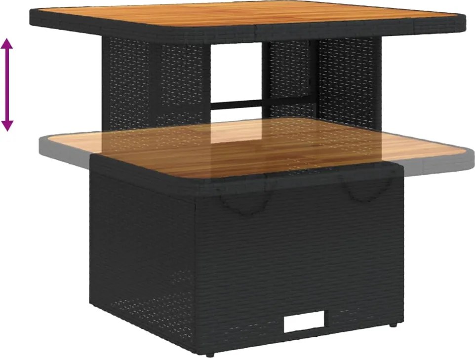 3dílný bistro set s poduškami černý polyratan 3262765