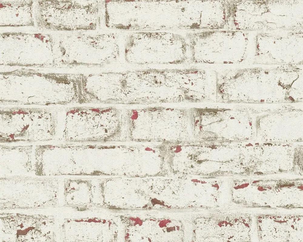 Vliesová tapeta na zeď béžové cihly 371621, barva béžová, bílá, červená / Tapety do bytu 37162-1 Trendwall (0,53 x 10,05 m) A.S.Création