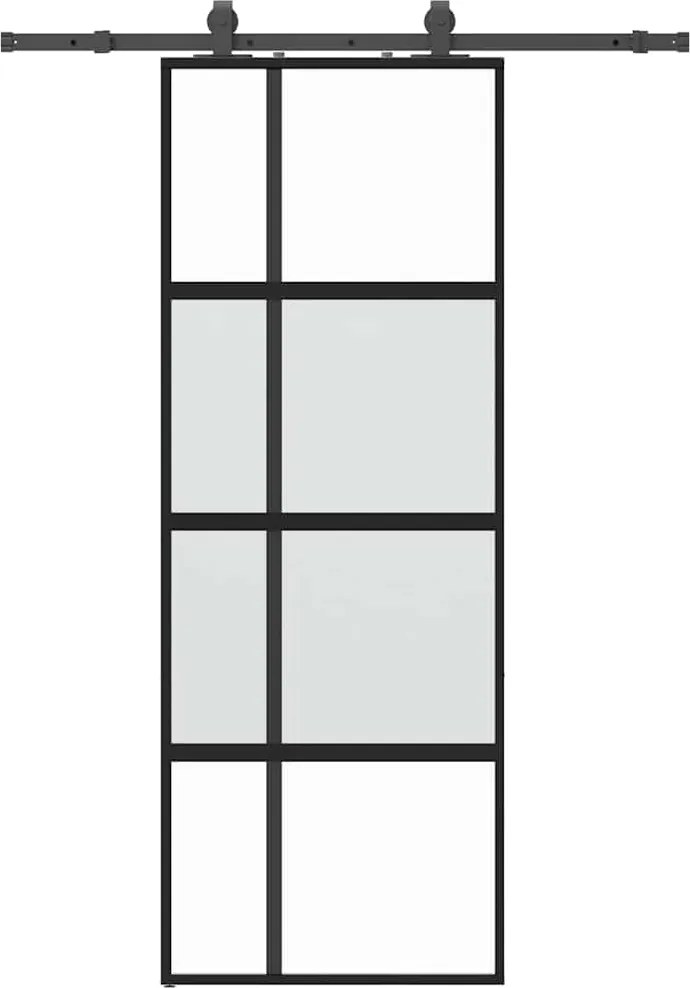 Posuvné dveře se sadou kování černé 76x205 cm Tvrzené sklo 3375920