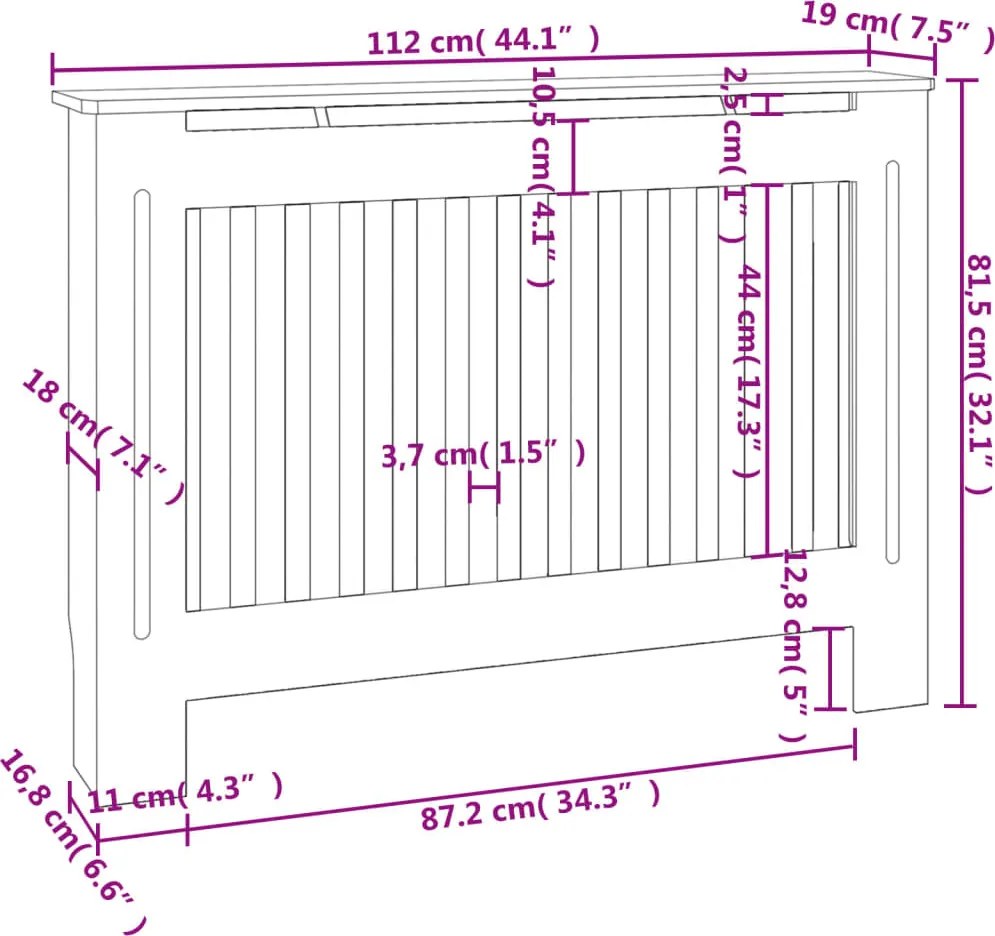 vidaXL Kryty na radiátor 2 ks 112 cm MDF [276003] Barva: Bílá