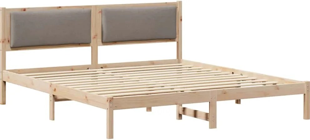 Rám postele s čelo Taupe 200 x 200 cm Masivní borové dřevo 3394231