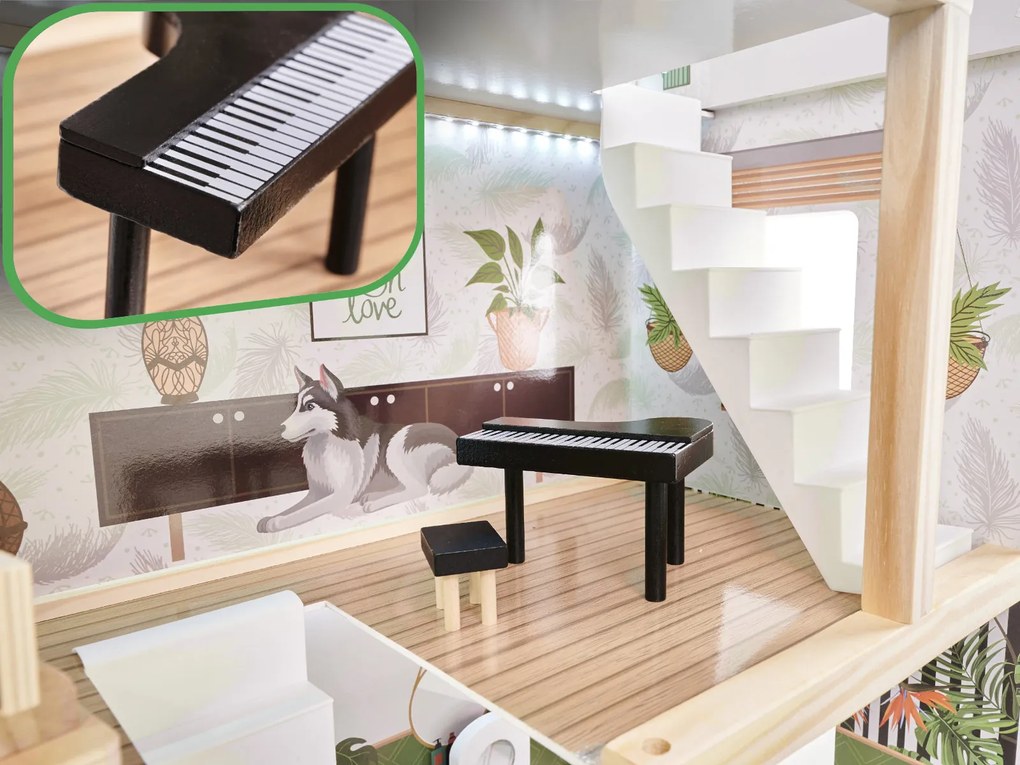 Creative Corner Dřevěný domeček pro panenky LULILO FLORO boho LED