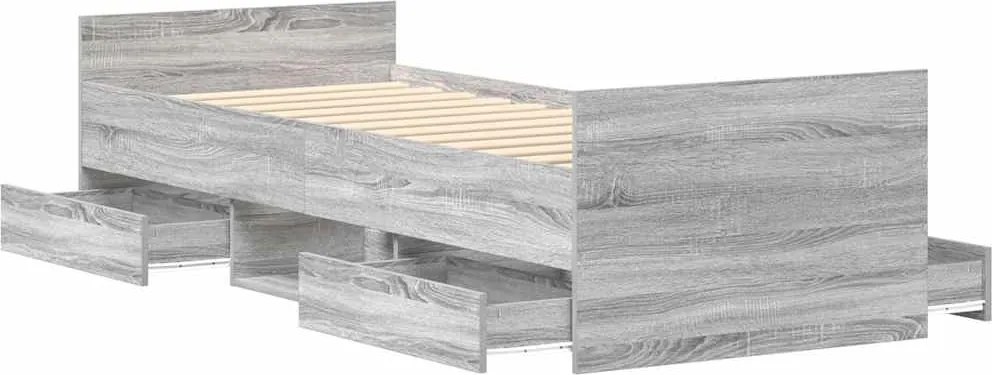 Rám postele s hlavovým a nožním čelem šedý sonoma 75 x 190 cm 3203822