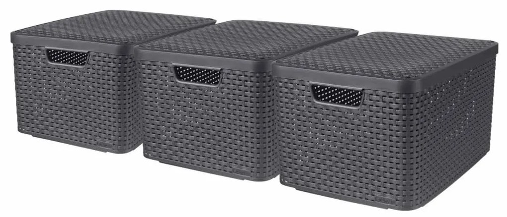Curver Úložné Boxy Style S Víke 3 Ks Velikost Antracitové Antracitová - m