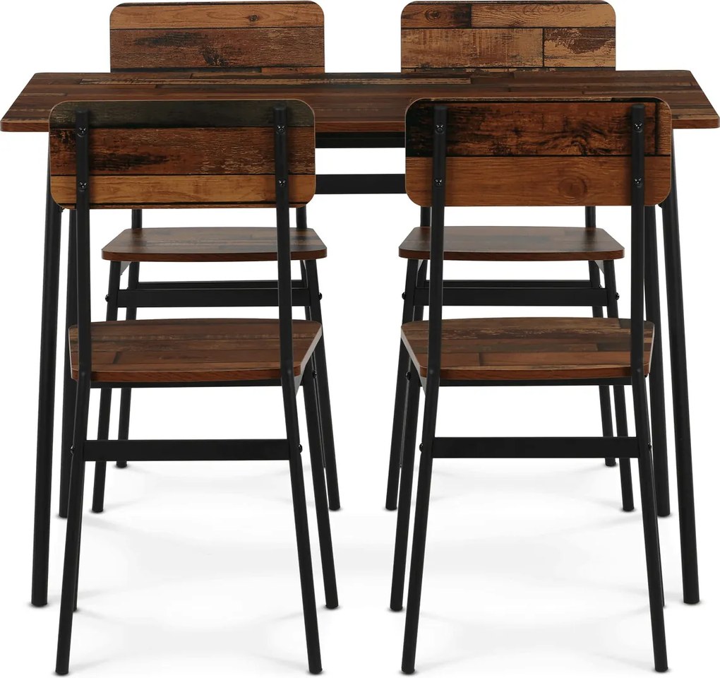 Jídelní set CORTINA 1+4 - old wood / černé kovové nohy