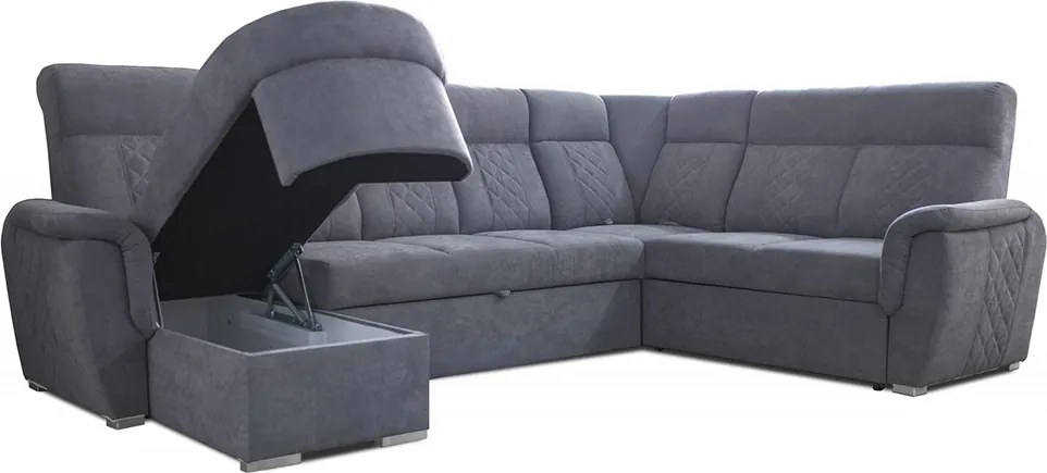Sedací souprava BOSTON U | 175x322x226 cm | VYSOKÝ sedák a záda | rozkládací s úložným prostorem | hnědošedá