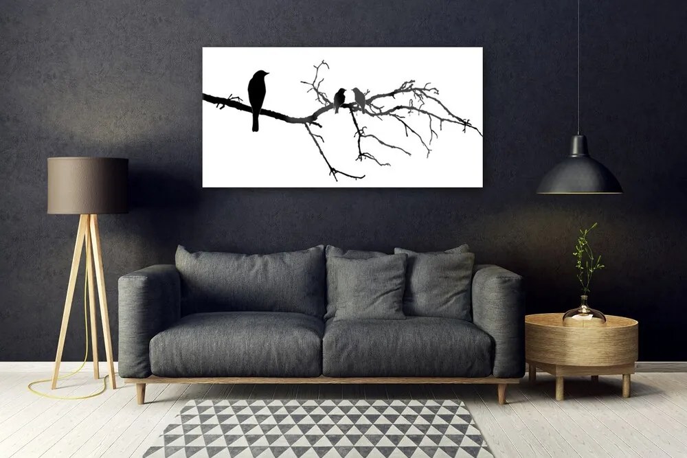 akrylový obraz Ptáci Větev Umění 120x60 cm