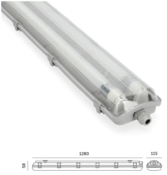 Brilagi -LED Tech. zářivkové svítidlo OPTIMA T8 2xG13/18W/230V 6500K IP65 128 cm