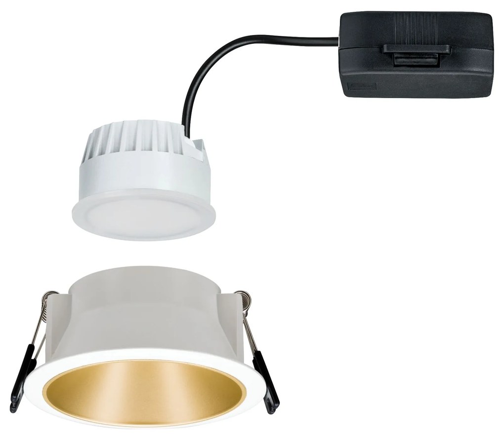 Paulmann 93405 Cole Coin, bodovka v bílo-zlaté úpravě, 1x6W LED 2700K tříkrokové stmívání, prům. 8,8cm, IP44
