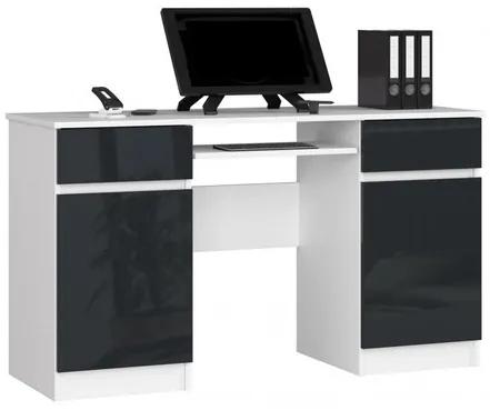 Počítačový stůl A5 bílá/grafit lesk