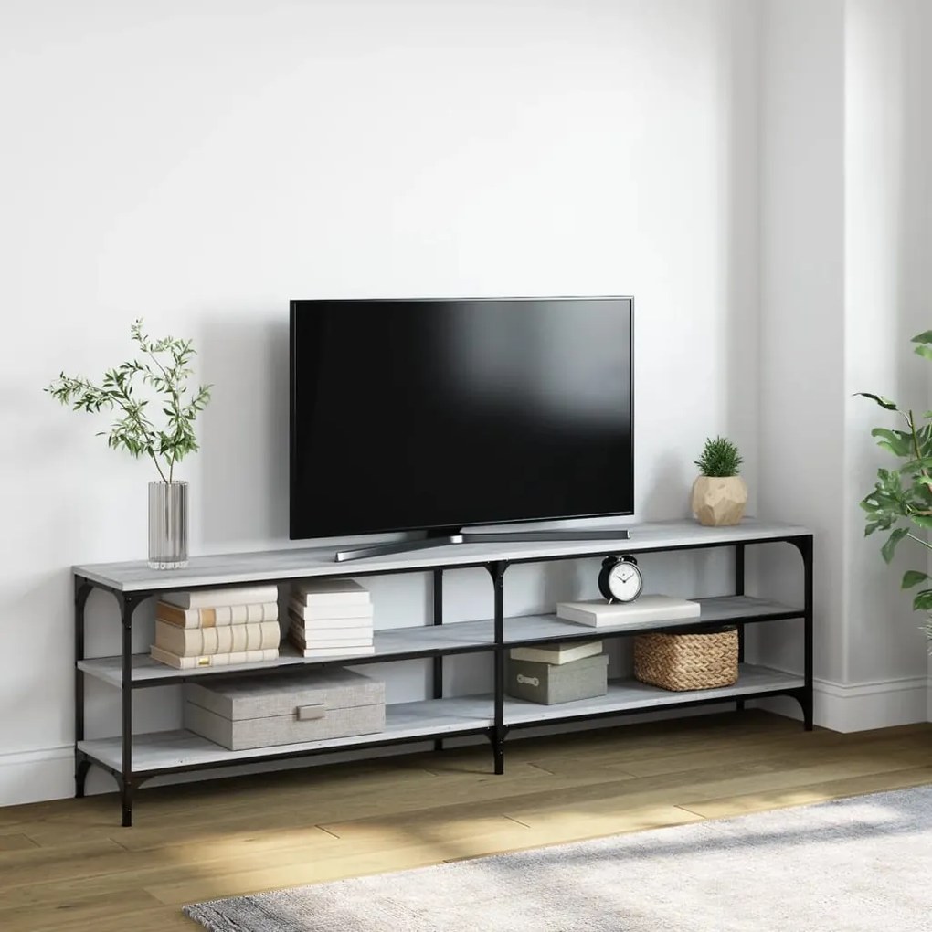 826757 vidaXL TV skříňka šedá sonoma 180 x 30 x 50 cm kompozitní dřevo a kov