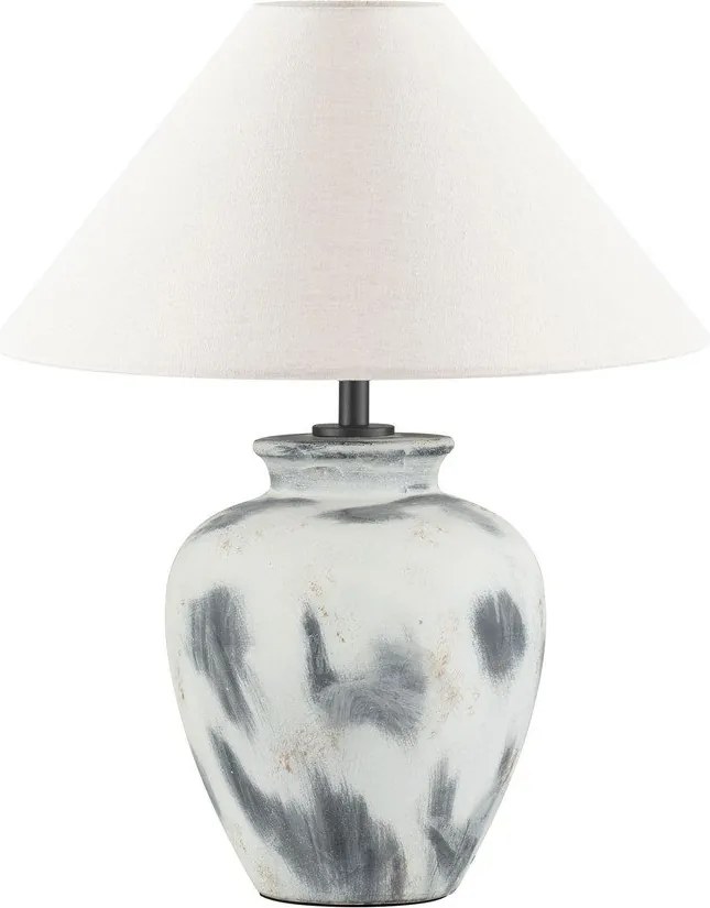 Bílá/šedá keramická stolní lampa s textilním stínidlem (výška 55 cm) Lupe – Nova Luce