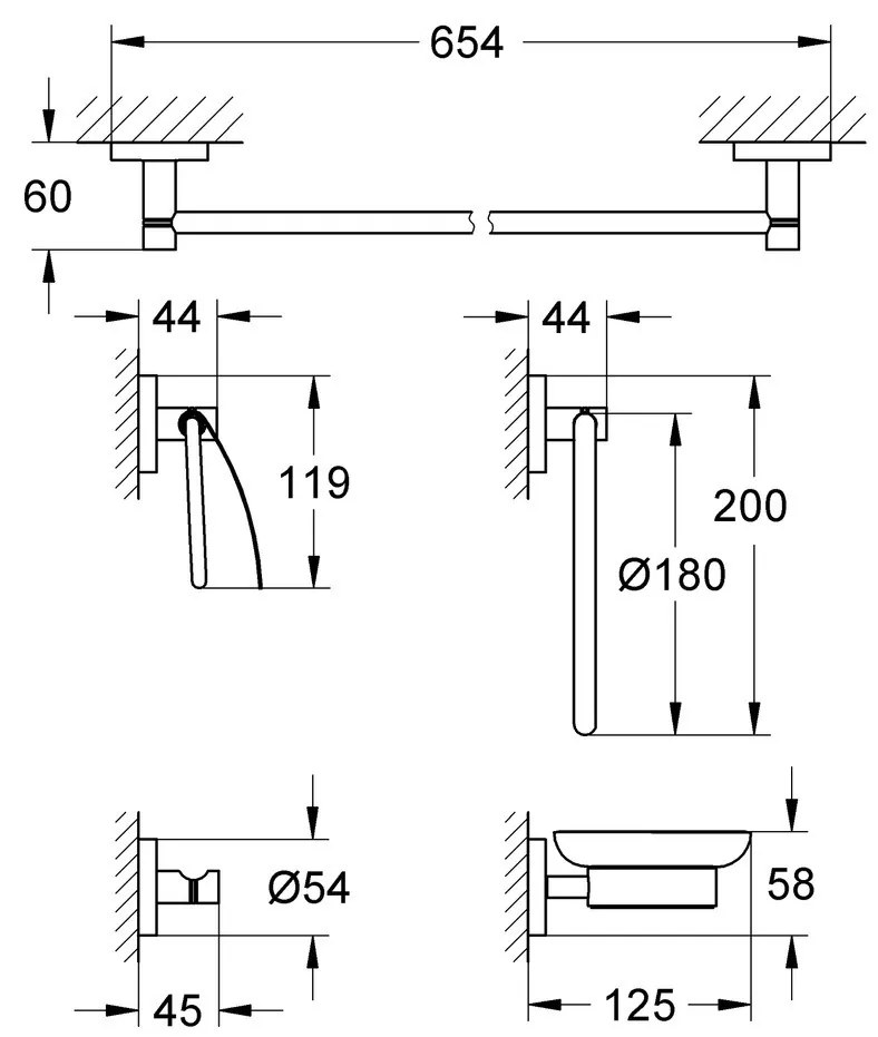 Grohe Essentials - Sada doplňků do koupelny 5 v 1, chrom 40344001