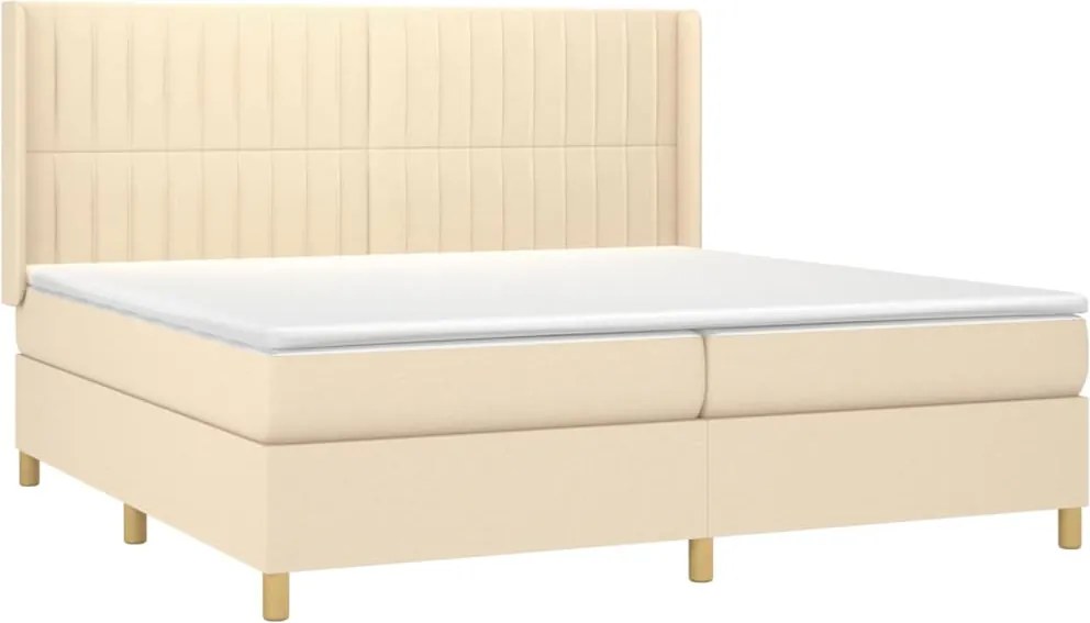 Box spring postel s matrací a LED krémová 200x200 cm textil 3139066