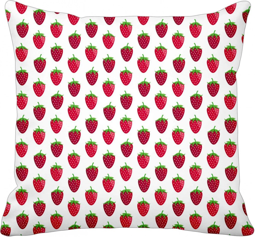 Krasilnikoff Bavlněný povlak na polštář Strawberry White, červená barva, bílá barva, textil