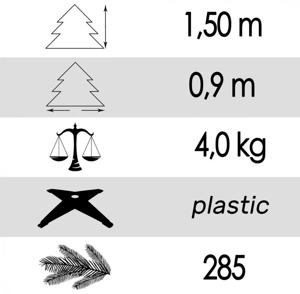 Hustý umělý vánoční stromeček klasická jedle 150 cm