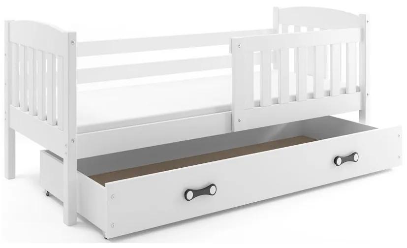 Expedo Dětská postel FLORENT P1 + úložný prostor + matrace + rošt ZDARMA, 80x190, bílý, bílá