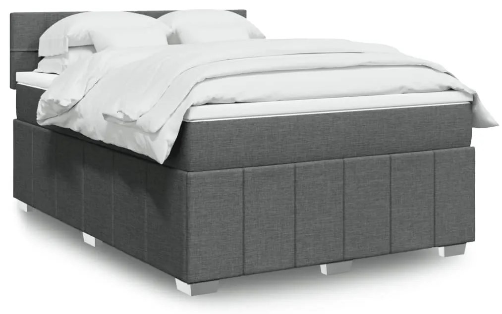 Box spring postel s matrací tmavě šedá 140x200 cm textil 3287092