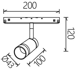 Mantra Magneto 48V, černý spot LED 7W 3000K 38°, on/off, průměr 4,3cm