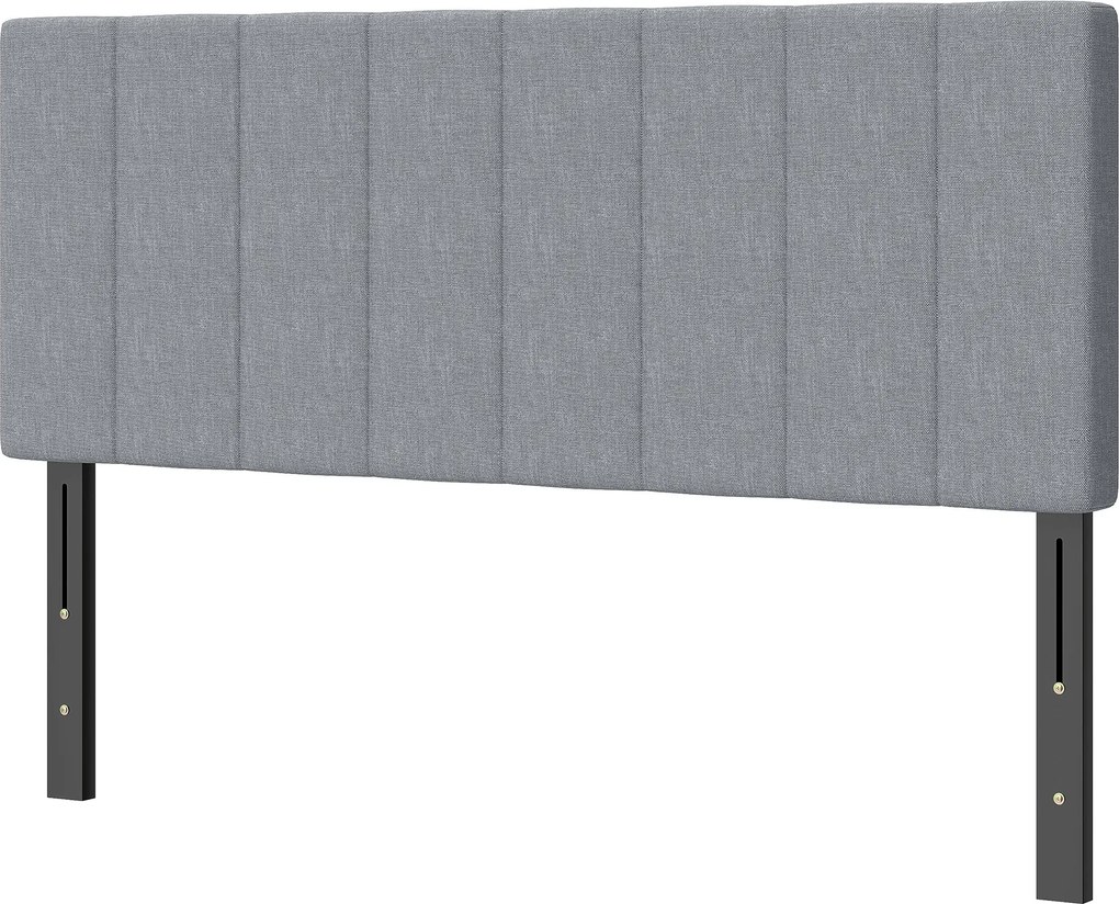HOMCOM čalouněné čelo postele, 3 výšky, látka se vzhledem lnu, pěnová výplň — šedé (pro postele 150–160 cm) | Aosom