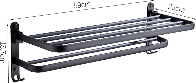 Gamma Gamma, věšák na ručníky 59cm, černá matná, GMA-UWS-BK