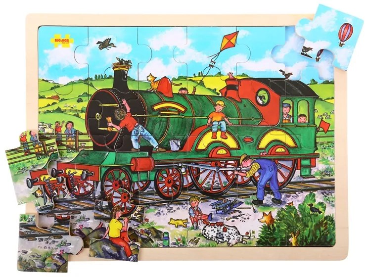 Bigjigs Toys Dřevěné puzzle vlak 24 dílků