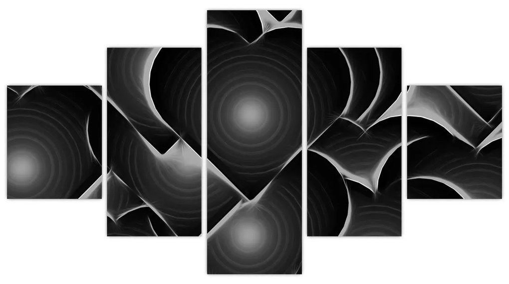 Obraz černo-bílých srdcí (125x70 cm)