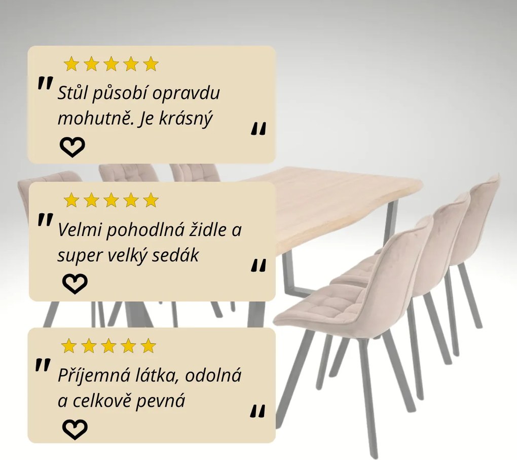 Vikio Jídelní set pro 6 osob 160x90 cm dub noha U béžová židle VJS156-6BE-S