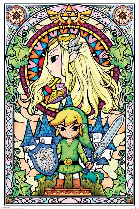 Plakát, Obraz - Legend Of Zelda - Stained Glass, (61 x 91.5 cm)