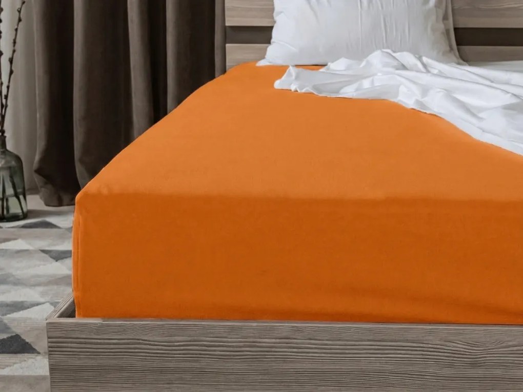 Jersey prostěradlo HIGHFIT oranžové 180 x 200 cm