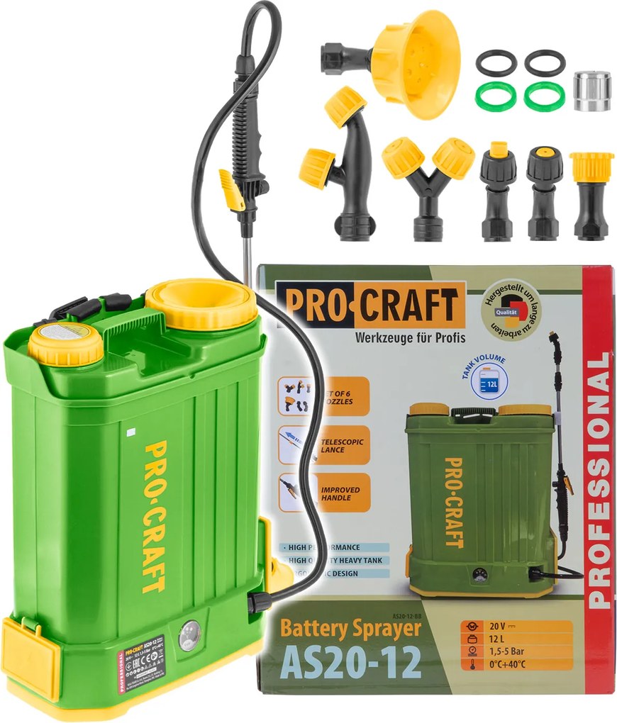 Procraft AS20-12 20V - akumulátorový postřikovač (bez akumulátoru a nabíječky)