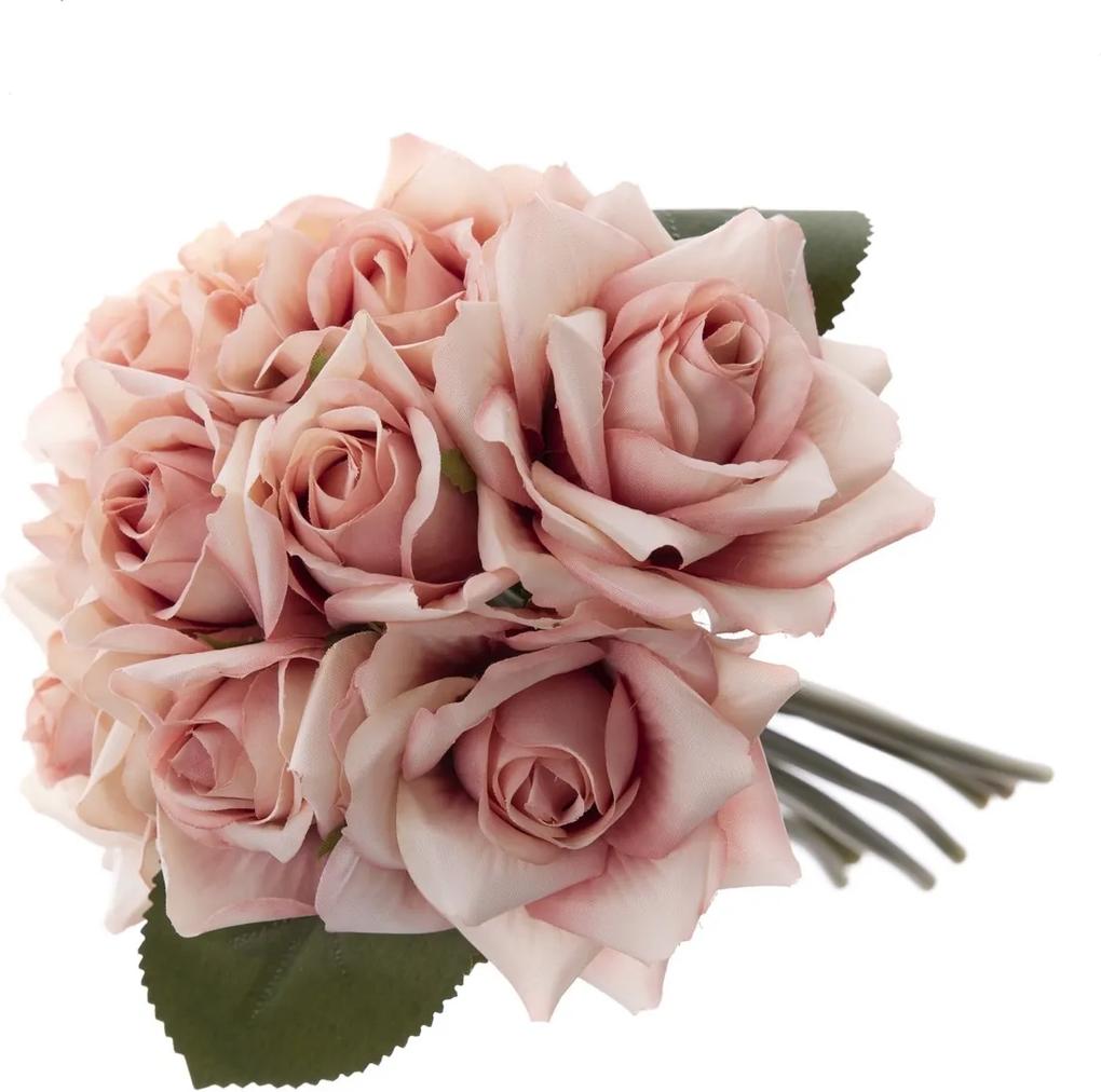 Umělá kytice rozkvetlých růží, 18 x 26 cm